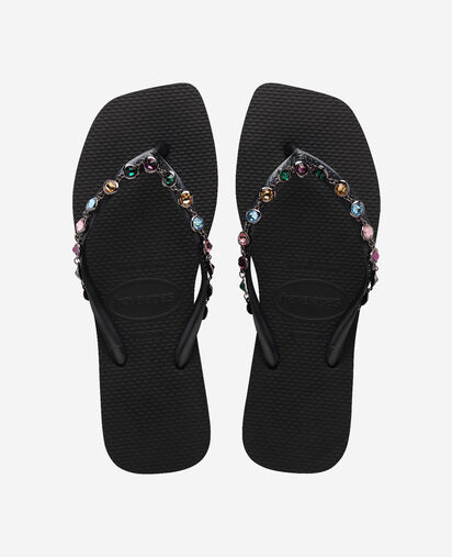 black flip flops square toe